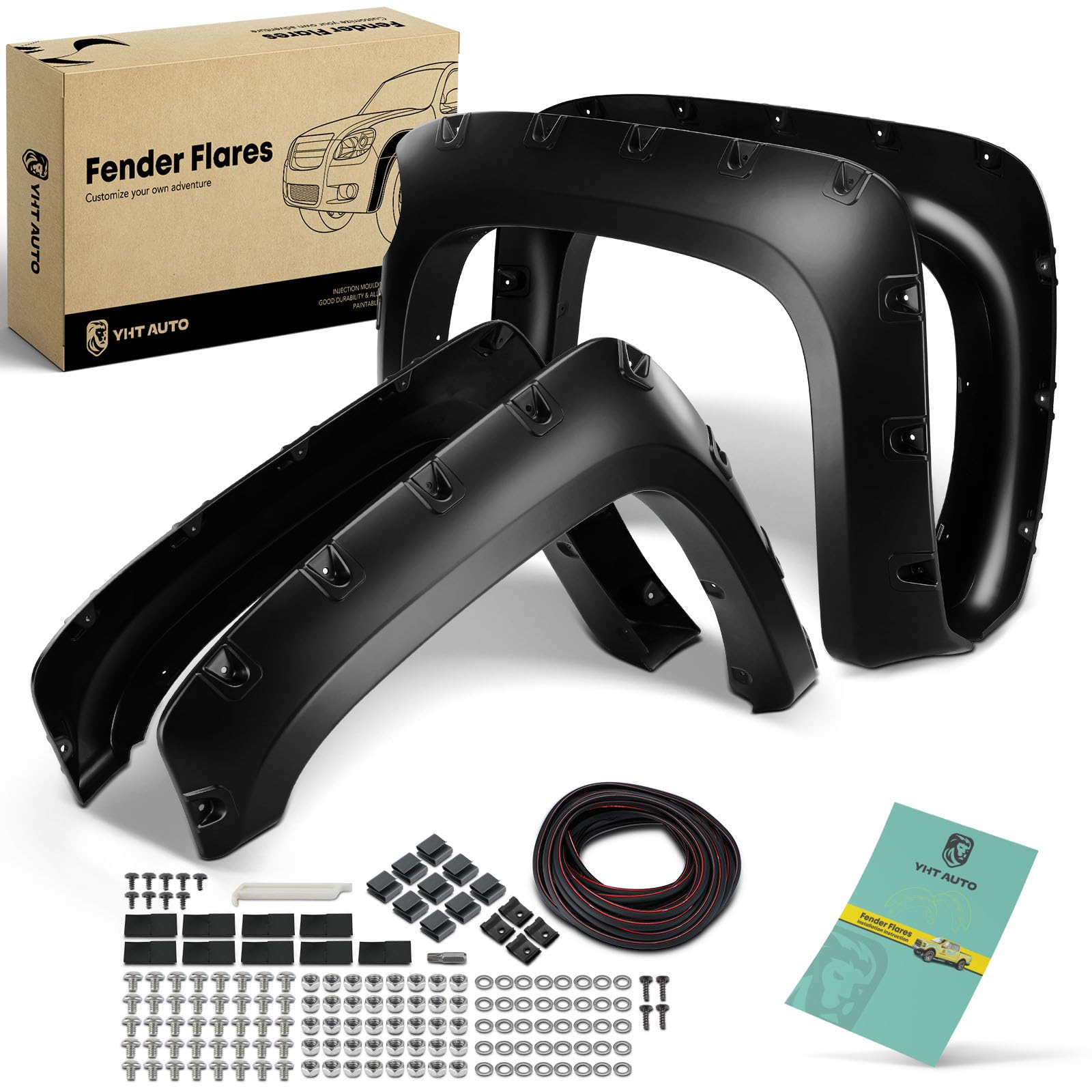 YHTAUTO Pocket Bolt-Riveted Style Fender Flares w/Hardware Kits ...