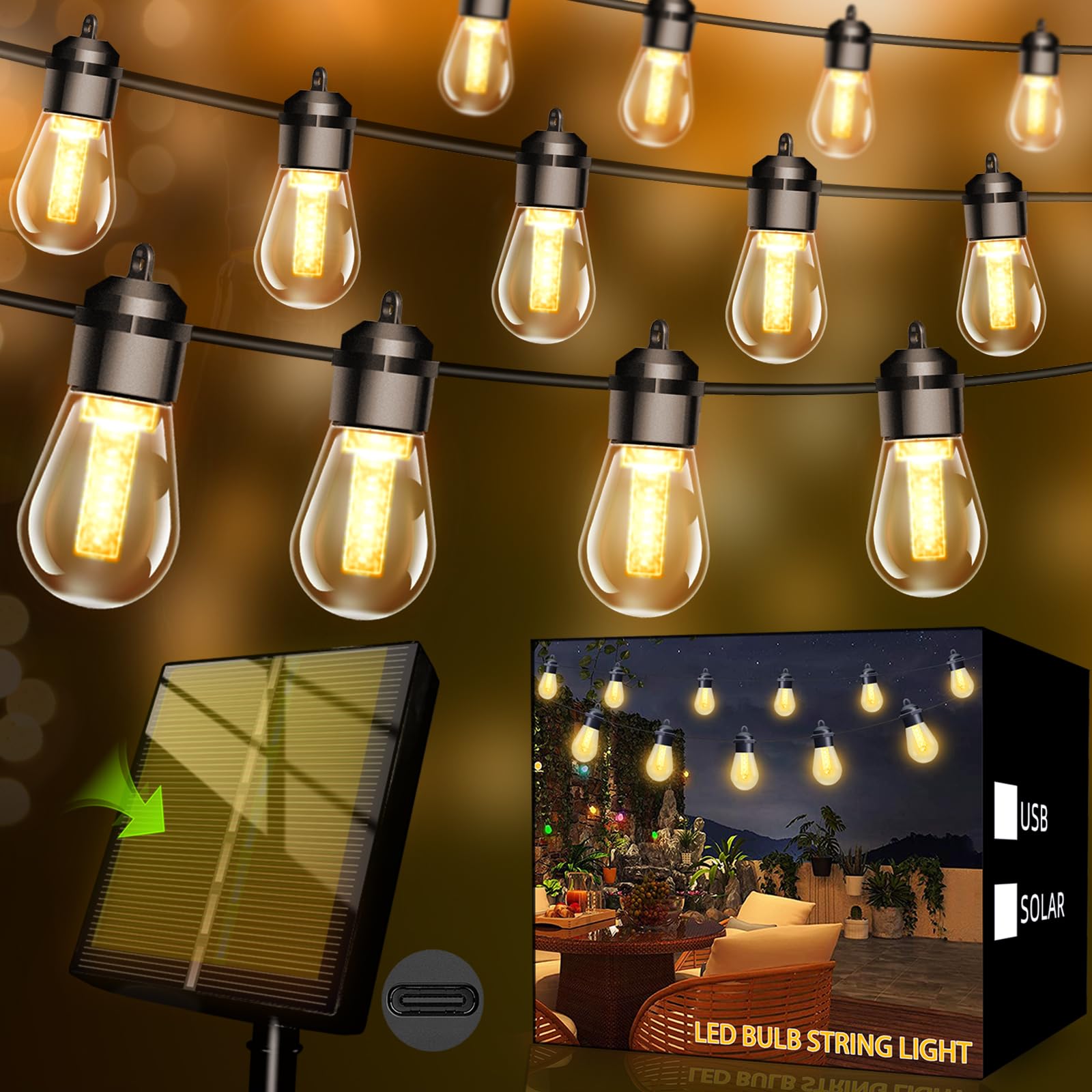 Solar String Lights for Outside Outdoor String Lights Patio Lights ...