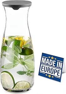 Amazon.com | CRYSTALIA Glass Carafe with Lid, Drink Pitcher and Plastic ...
