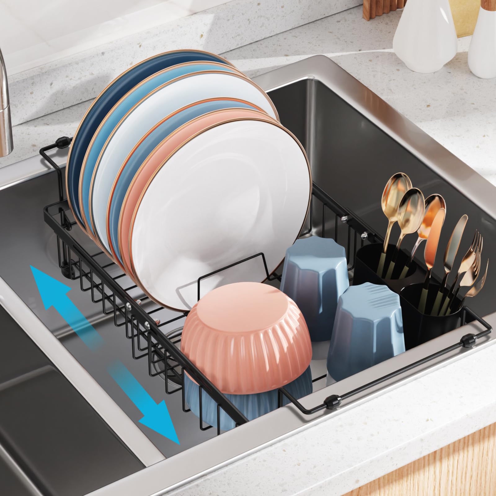 ISPECLE Expandable In Sink Dish Drying Rack Adjustable Capacity 12 4 ISPECLE Expandable In Sink Dish Drying Rack Adjustable Capacity 12 4