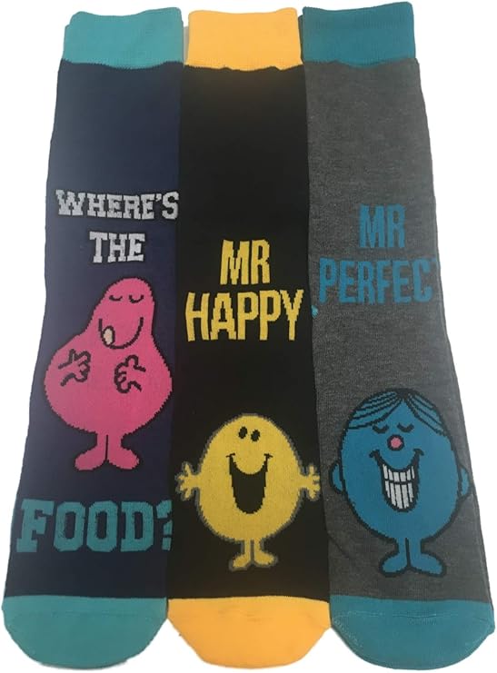 Men's Official Mr Men Licensed Character Socks UK 6-11 Eur 39-45 (3 ...