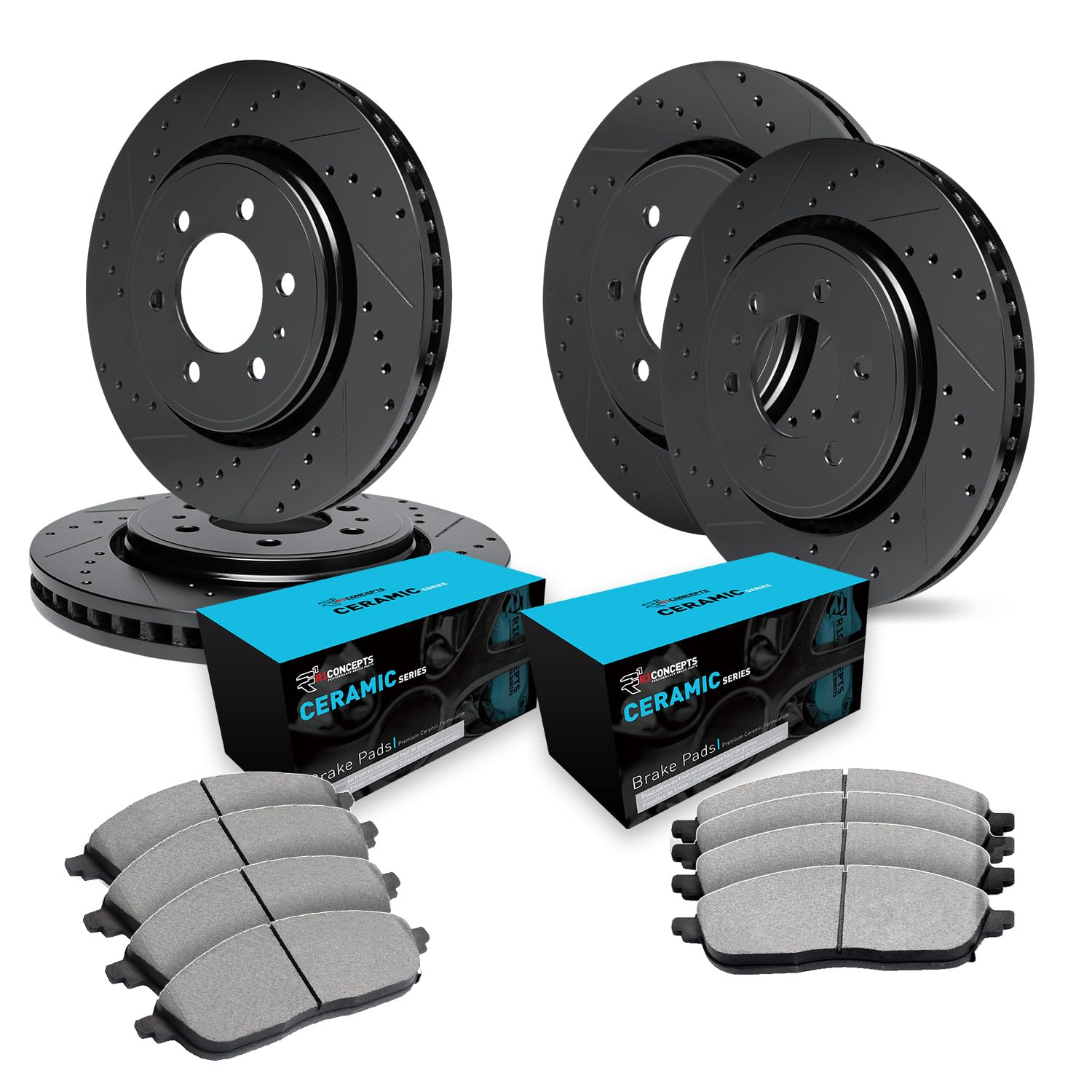 R1 Concepts Front and Rear Brakes and Rotors| Drilled Slotted Brake ...