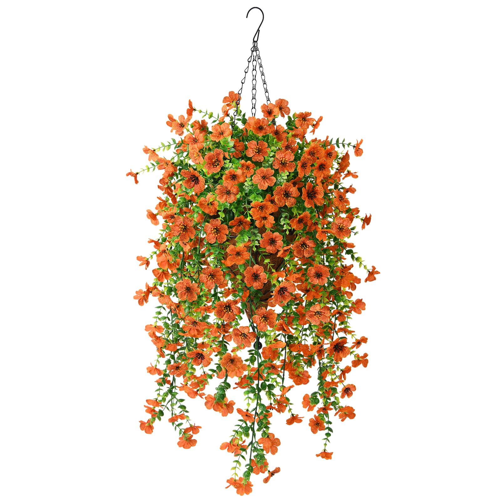 INQCMY Artificial Fake Hanging Mums Flowers Plants with Basket for Fall ...
