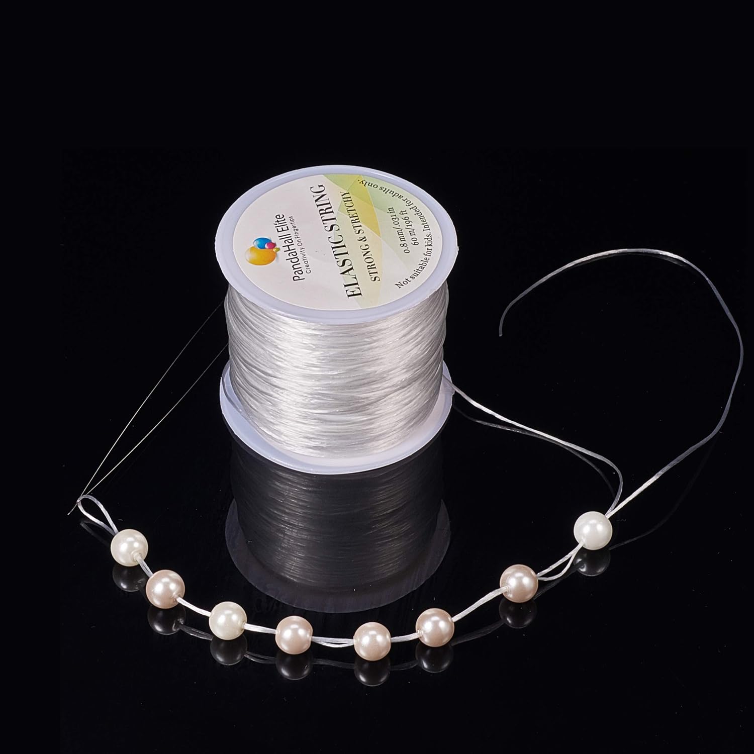 PandaHall Elite 1 Roll white 60m Elastic Fibre Wire Beading Cords ...