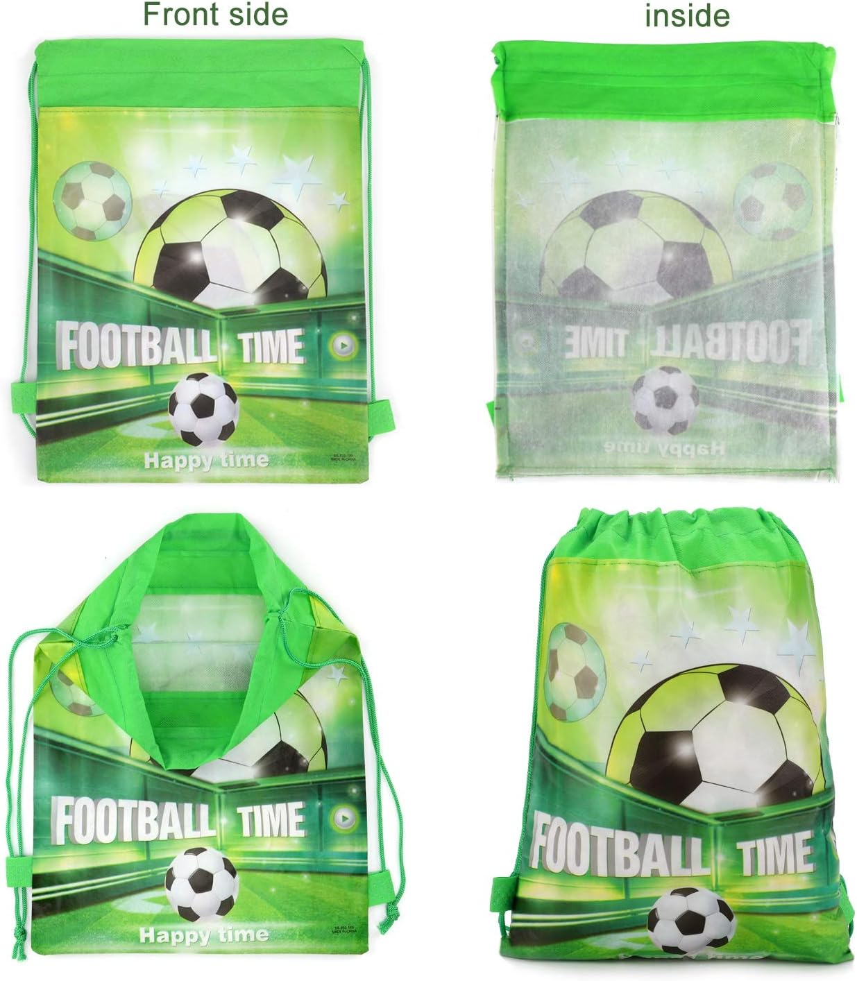 Qpout 12PCS Football Party Bags Drawstring Bags Football Backpack, Kids ...