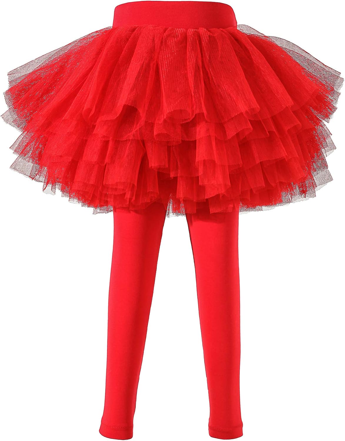 Leggings tutú de tul con volantes y volantes de 2 a 6 años, Rojo, 4 ...
