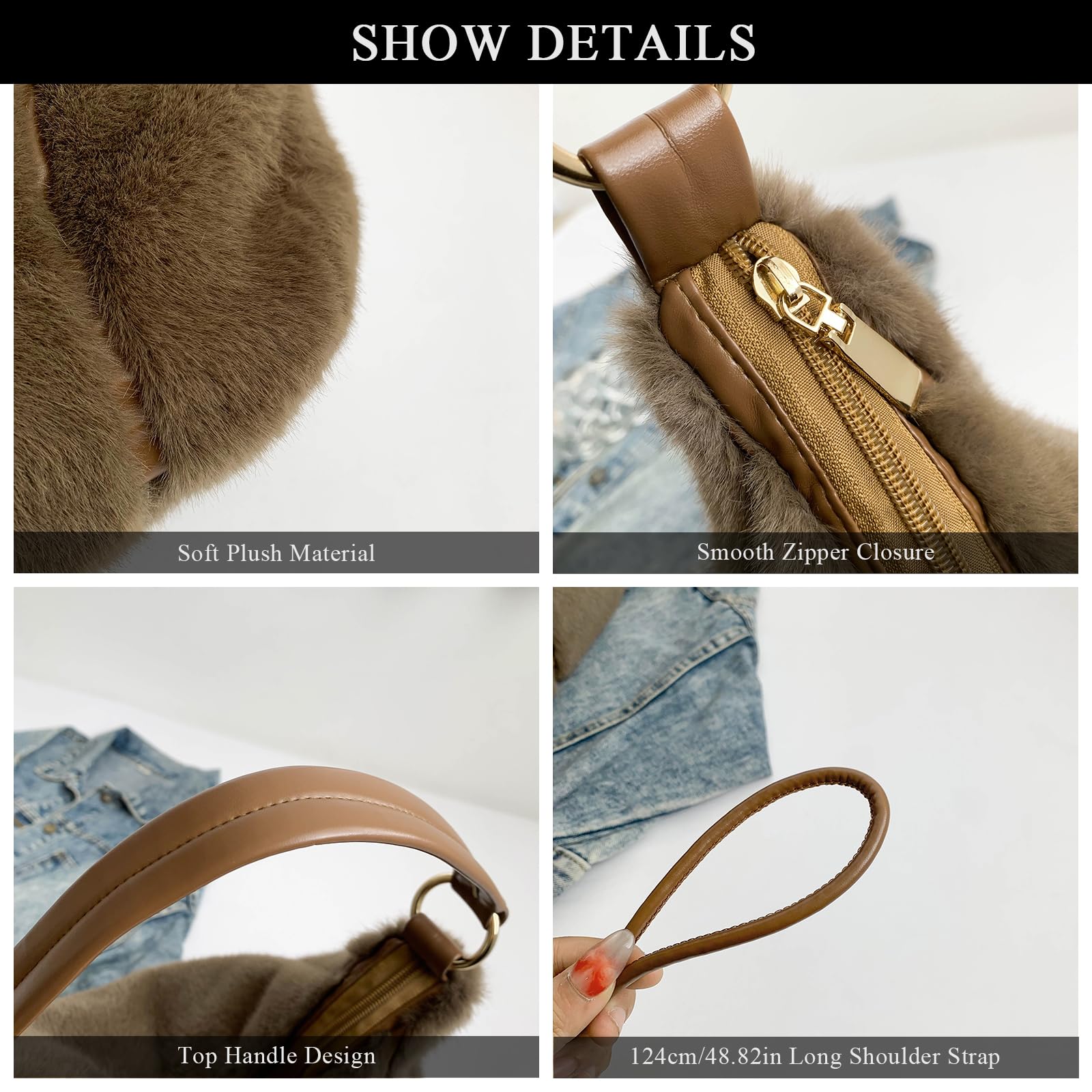 Mua Extolove Fluffy Tote Bag Winter Fuzzy Purses for Women Faux Fur Bag ...