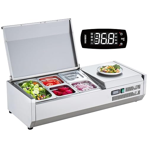 VEVOR Condiment Prep Rail Station, 130 W Countertop Refrigerated ...