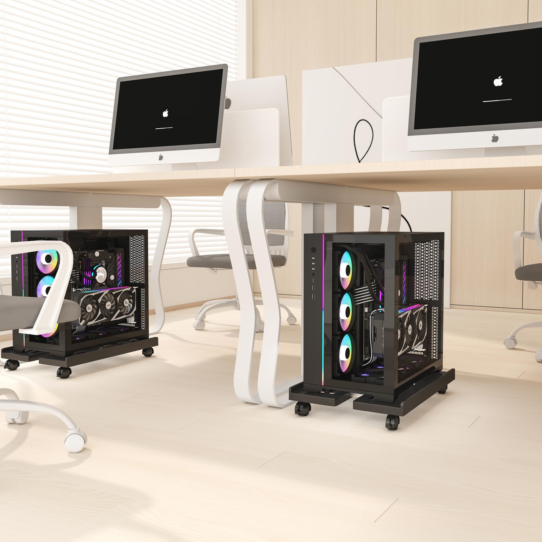 Mobile CPU Stand, CPU Rolling Stand Adjustable Computer Mobile Cart ...