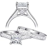 Amazon.com: MABELLA 925 Sterling Silver Cubic Zirconia Princess Cut Women's Wedding Engagement ...