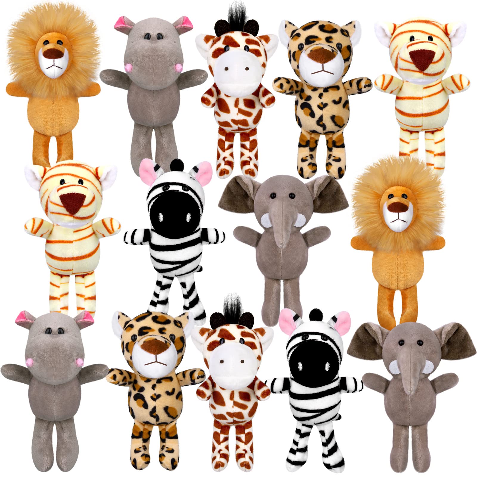 Elcoho 14 Pieces Safari Mini Jungle Animal Plush Toys Small Stuffed ...