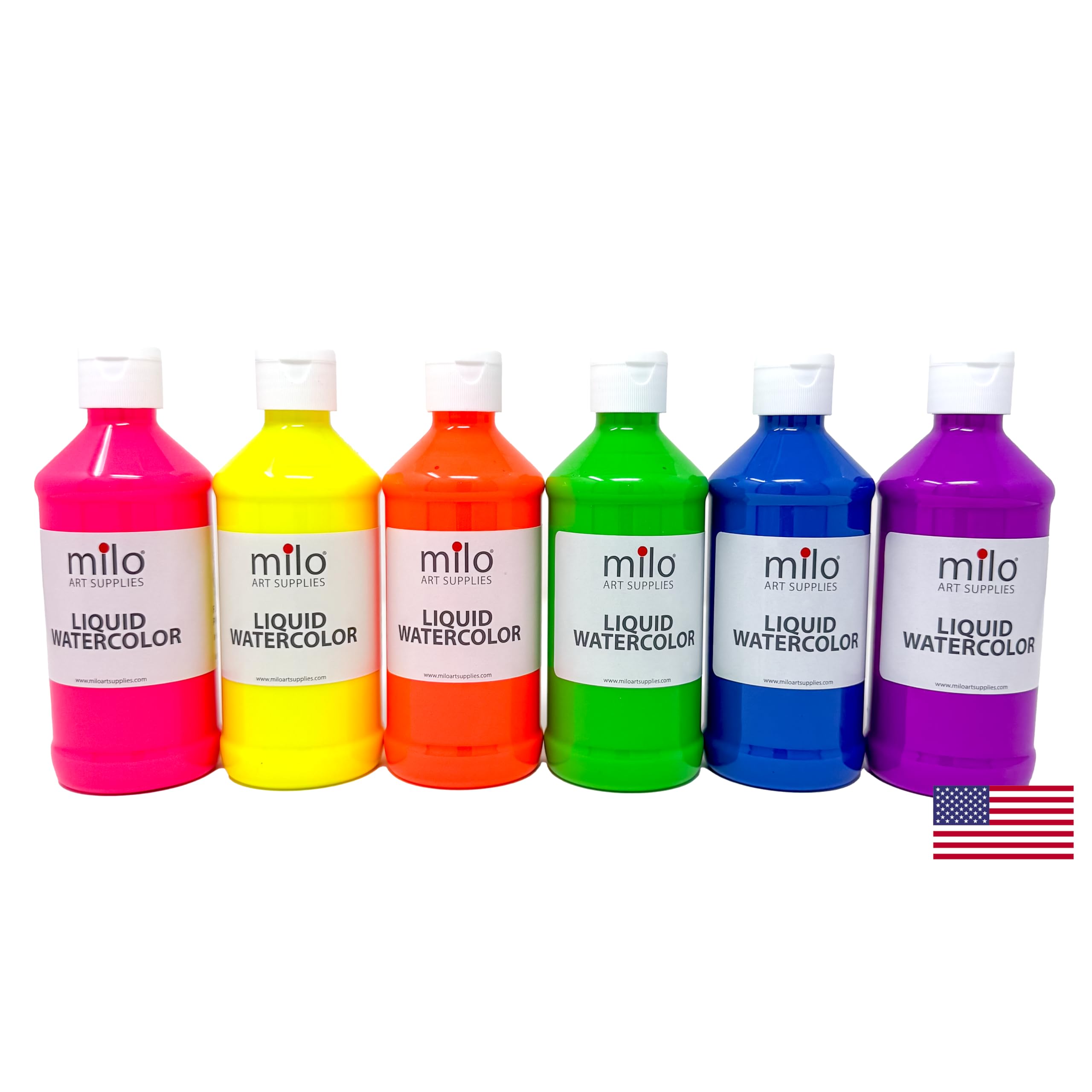 milo Fluorescent Liquid Watercolor Paint Set of 6 Colors | 8 oz Bottles ...