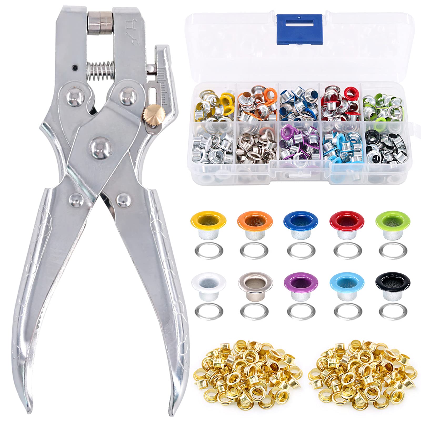 Wokape 400Pcs Eyelet Hole Punch Pliers and 10 Colors 3/16 inch Metal ...