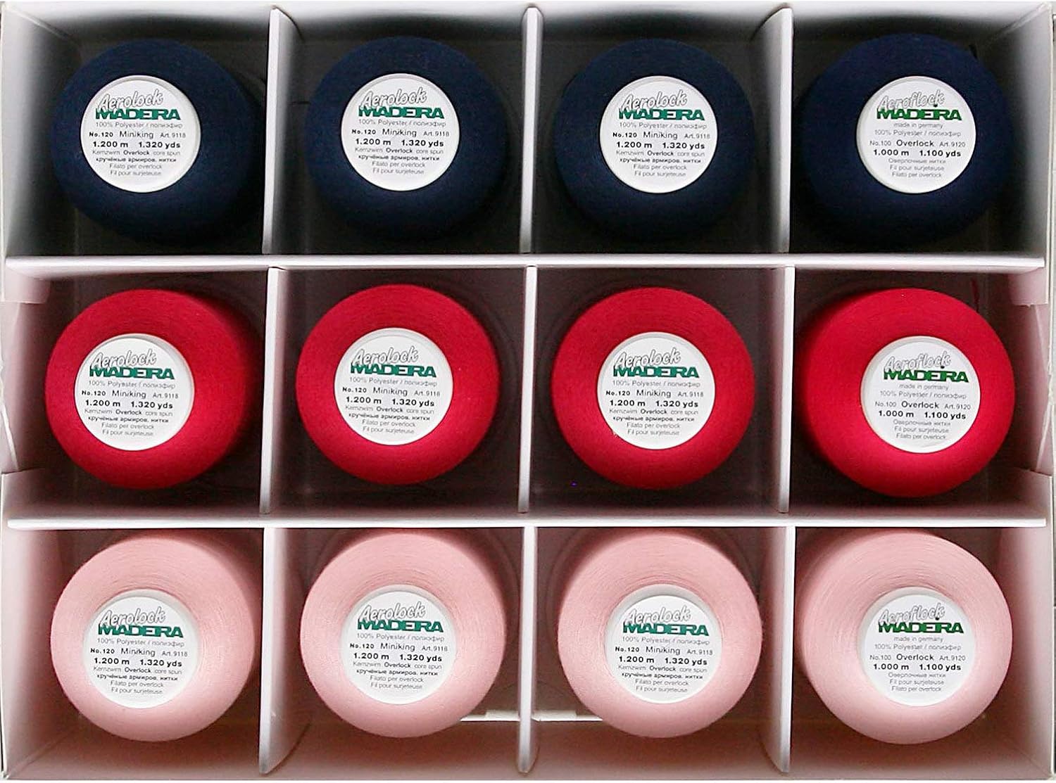 Madeira Sewing Thread, Navy & Pink, Aerflock 9120 & Aerolock 9118 ...