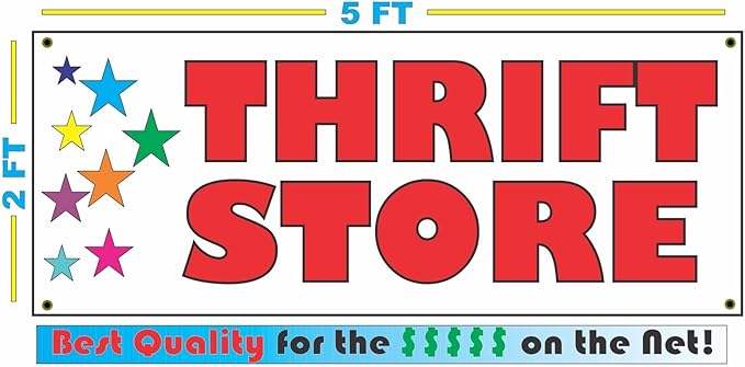 Amazon.com : Thrift Store with Stars Banner Sign : Office Products