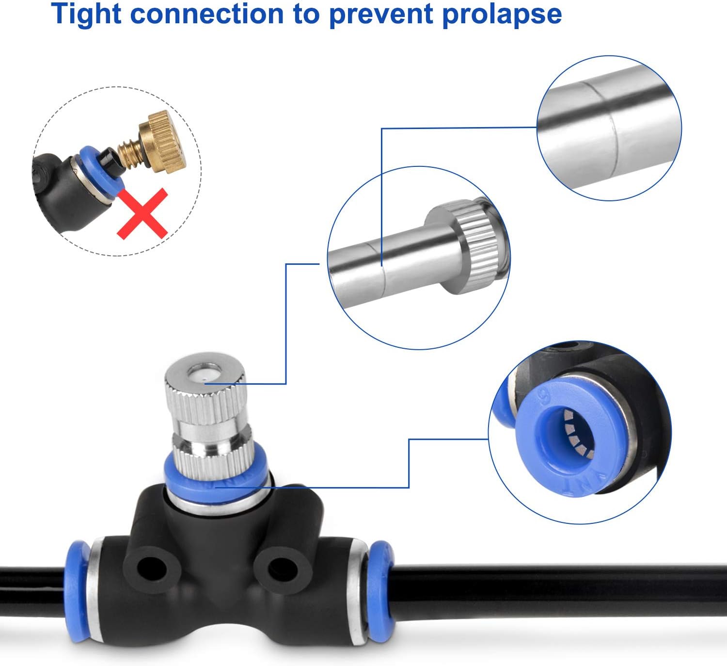 Deyard Misting Cooling System 32.8FT(10M) with 8 Copper Metal Mist ...