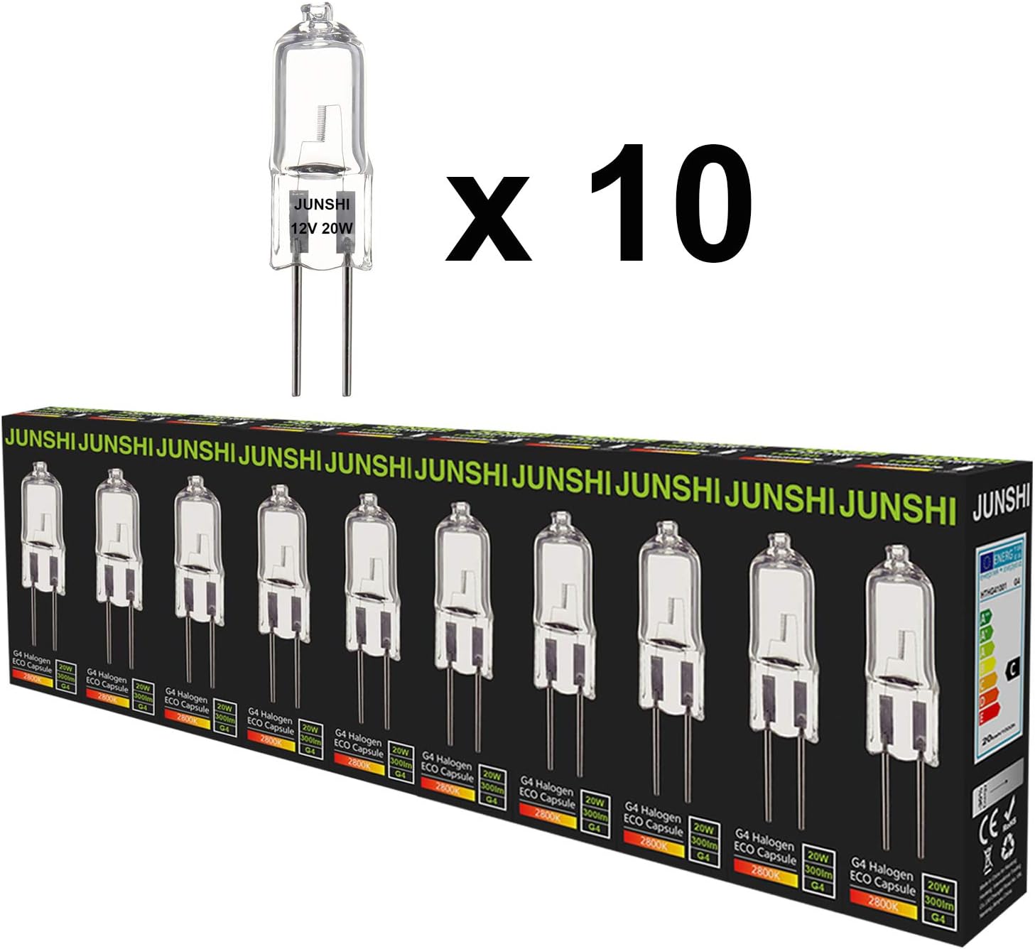 JUNSHI 10 x G4 12V 20W Halogen Light Bulbs Clear Capsule – BigaMart