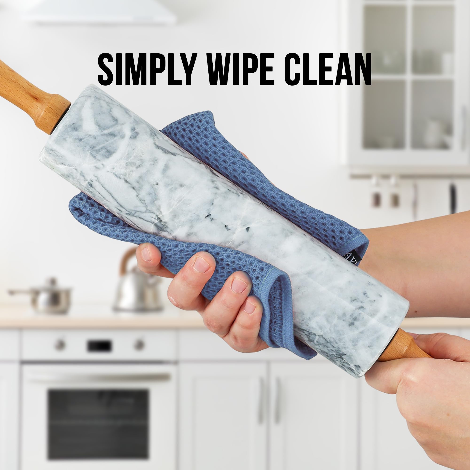 Zulay Kitchen 17-Inch Marble Rolling Pin With Stand - Polished Marble ...