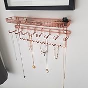 mDesign Wall Mounted Jewellery Storage - Includes 19 Hooks - Jewellery ...