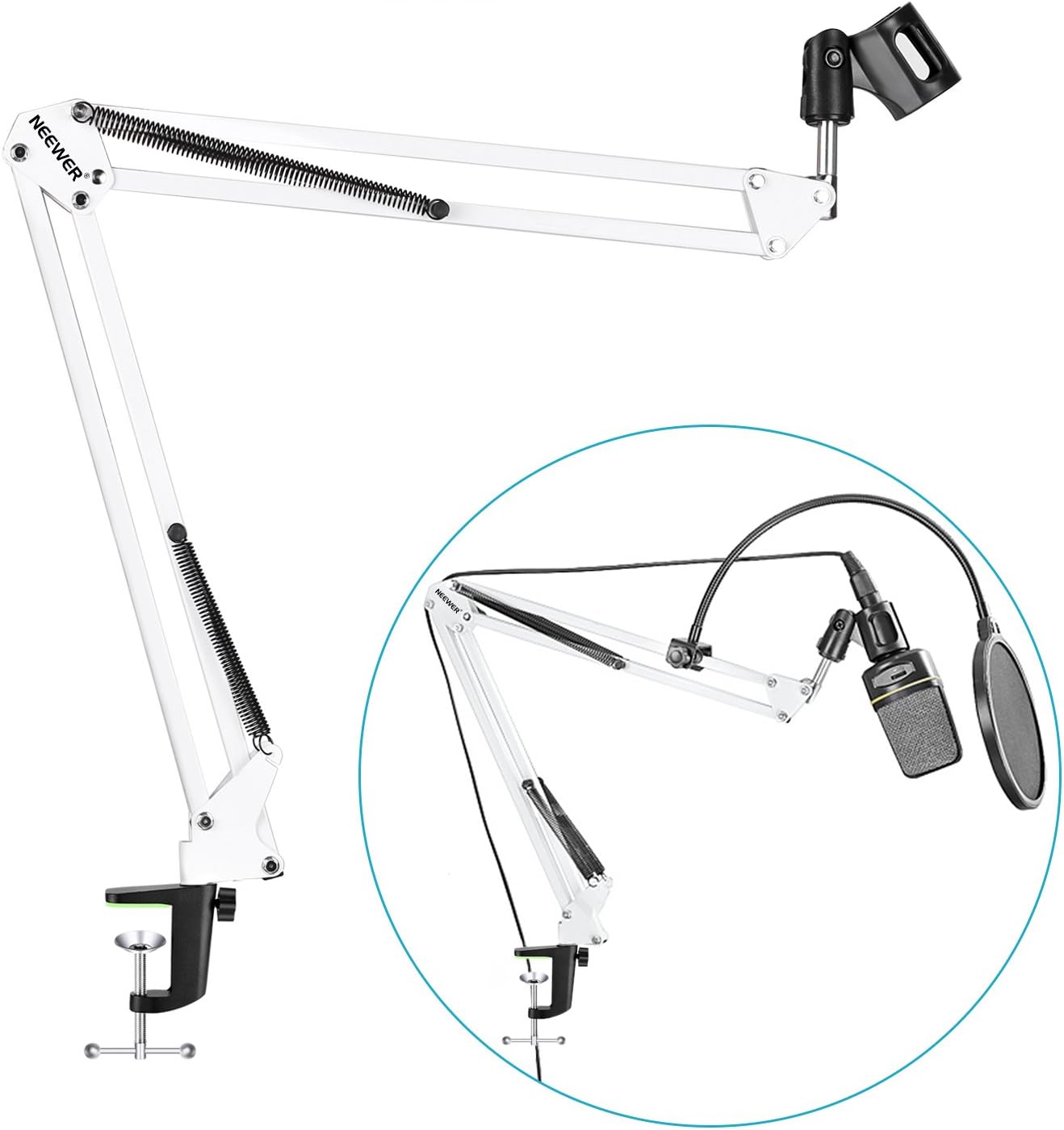 Neewer Desktop Microphone Suspension Boom Scissor Arm Stand with Mic ...