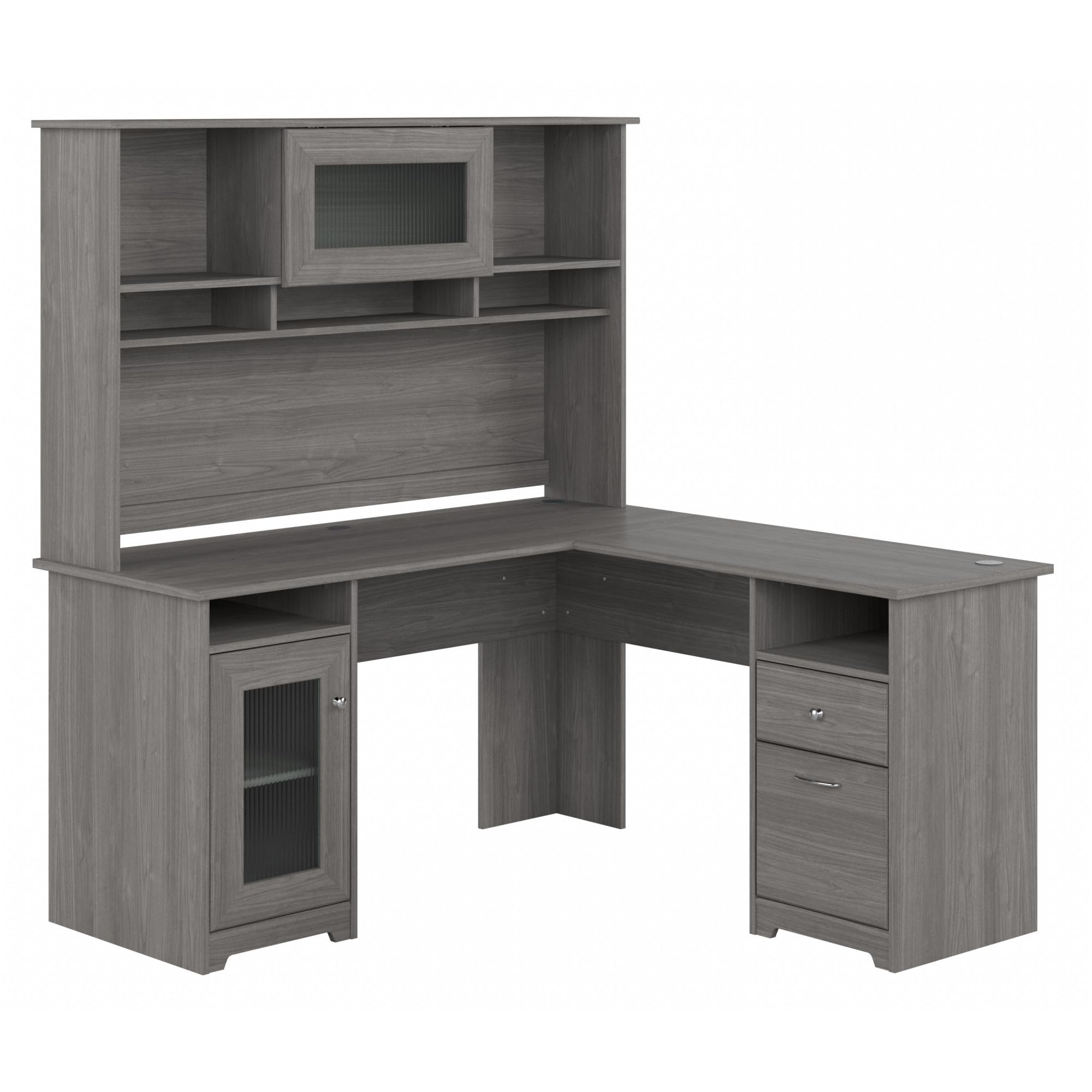 Bush Furniture Cabot L Shaped Desk with Hutch | Corner Desk with ...