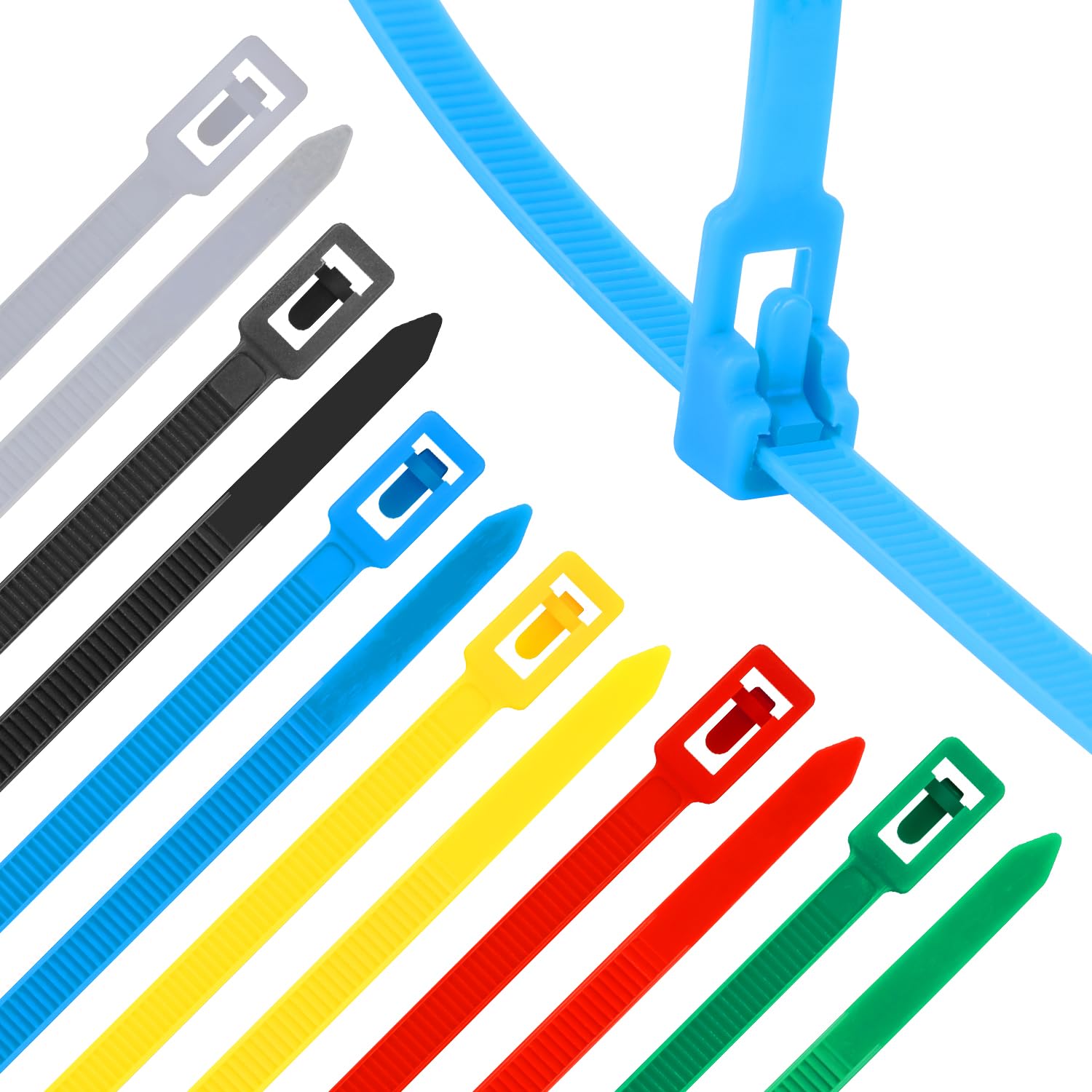 BethTie 600Pcs 12Inch color Resuable Zip Ties, Releasable Nylon PA66 Cable Ties, Adjustable Tie ...