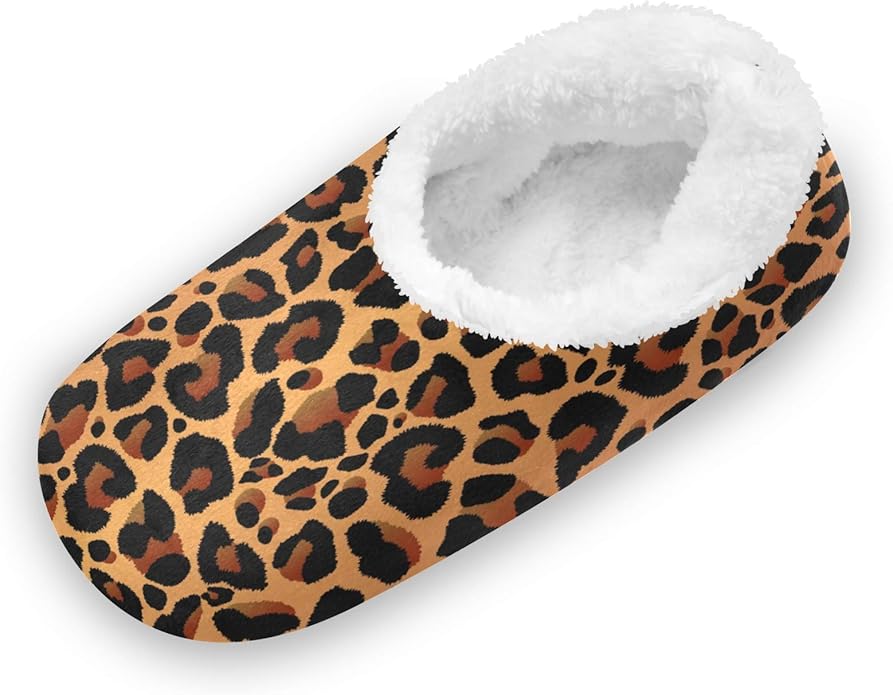 FORMEETY Leopard Print Pattern House Slippers for Womenen Kids Fuzzy ...