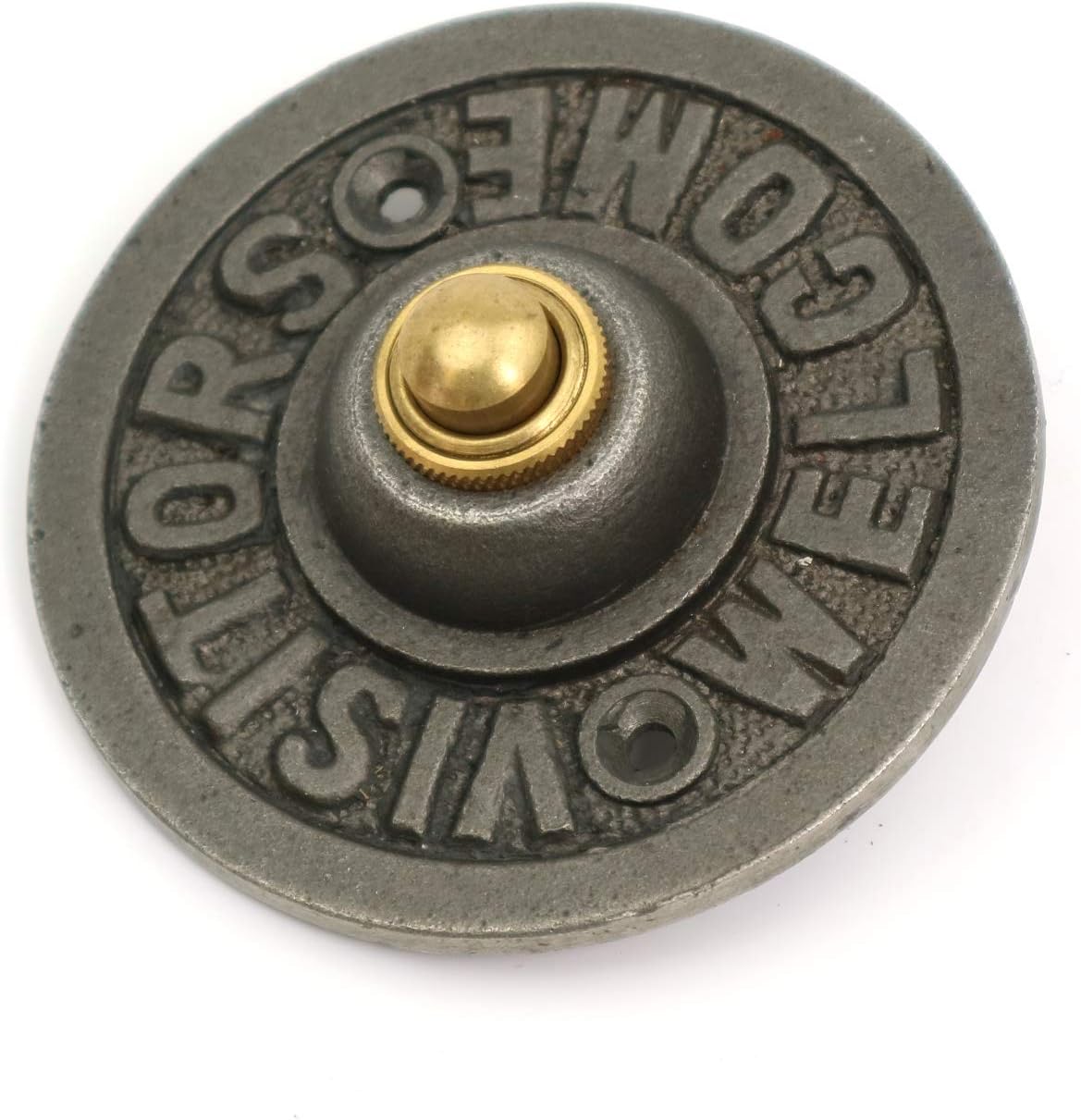 Door Bell Push Button Visitors Welcome Antique Cast Iron (80mm Diameter ...