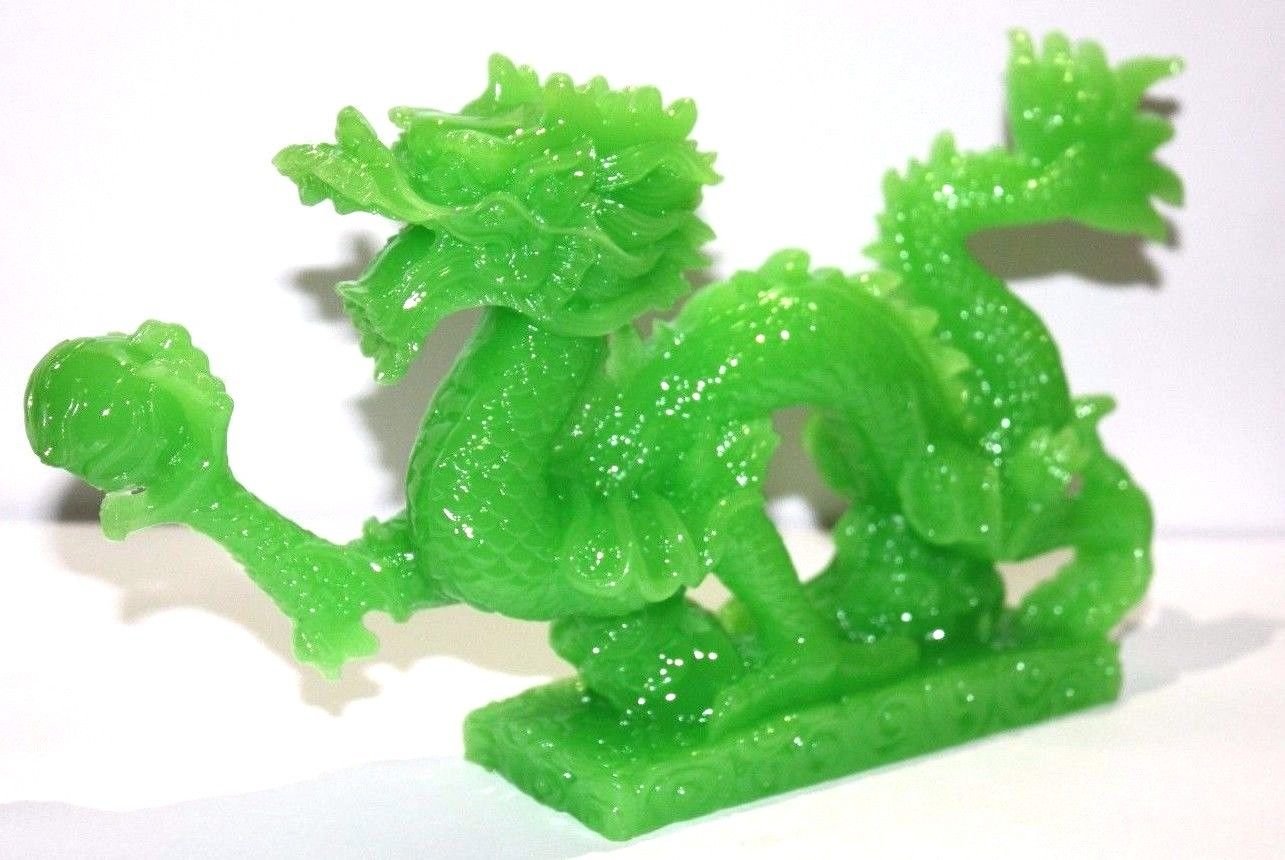 JADE COLOR Chinese Feng Shui Dragon Figurine Statue for Luck & Success ...