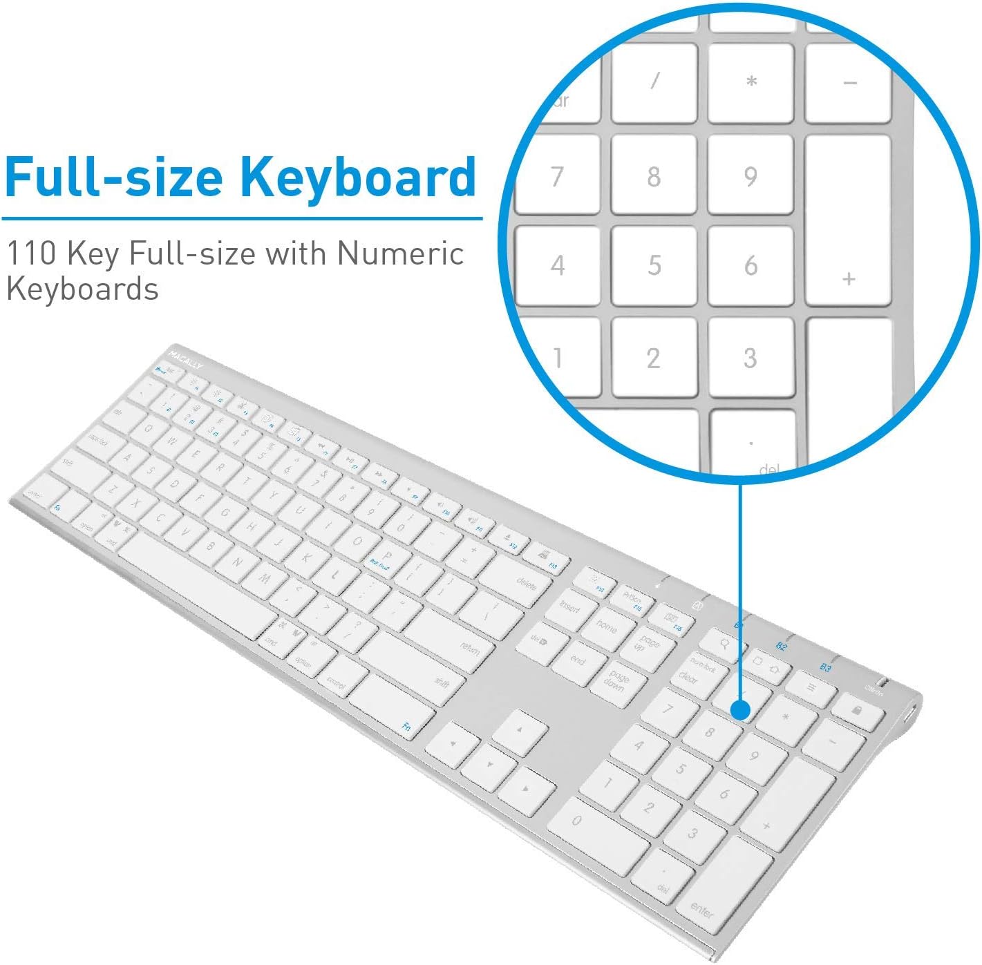 Macally ACEBTKEY-US, ultraslim Bluetooth Keyboard for Mac, PC, iOS and ...
