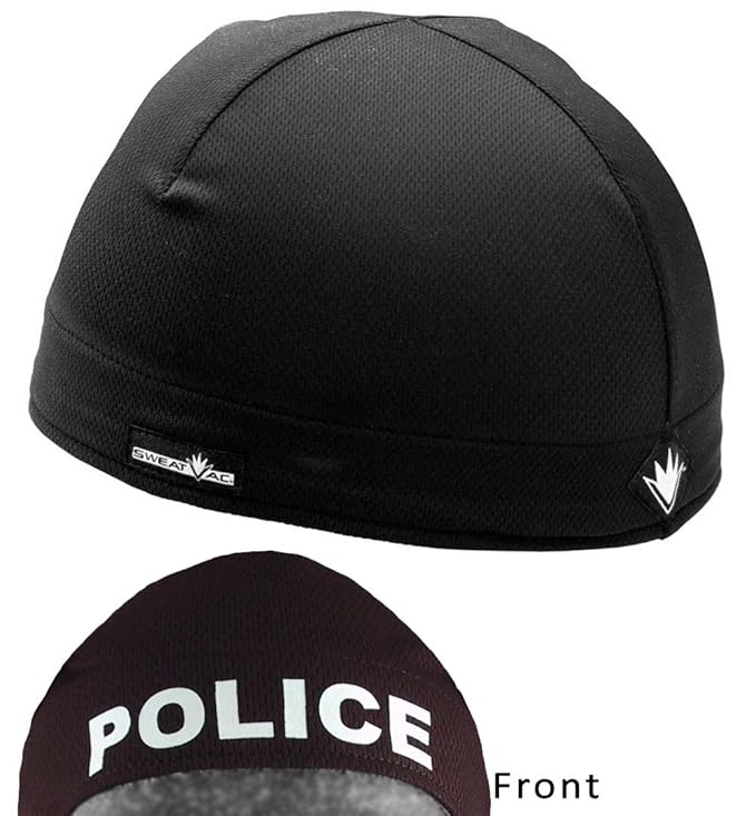 Amazon.com: Sweatvac Skull Cap Police Blk, Police Cap Black: Sports ...