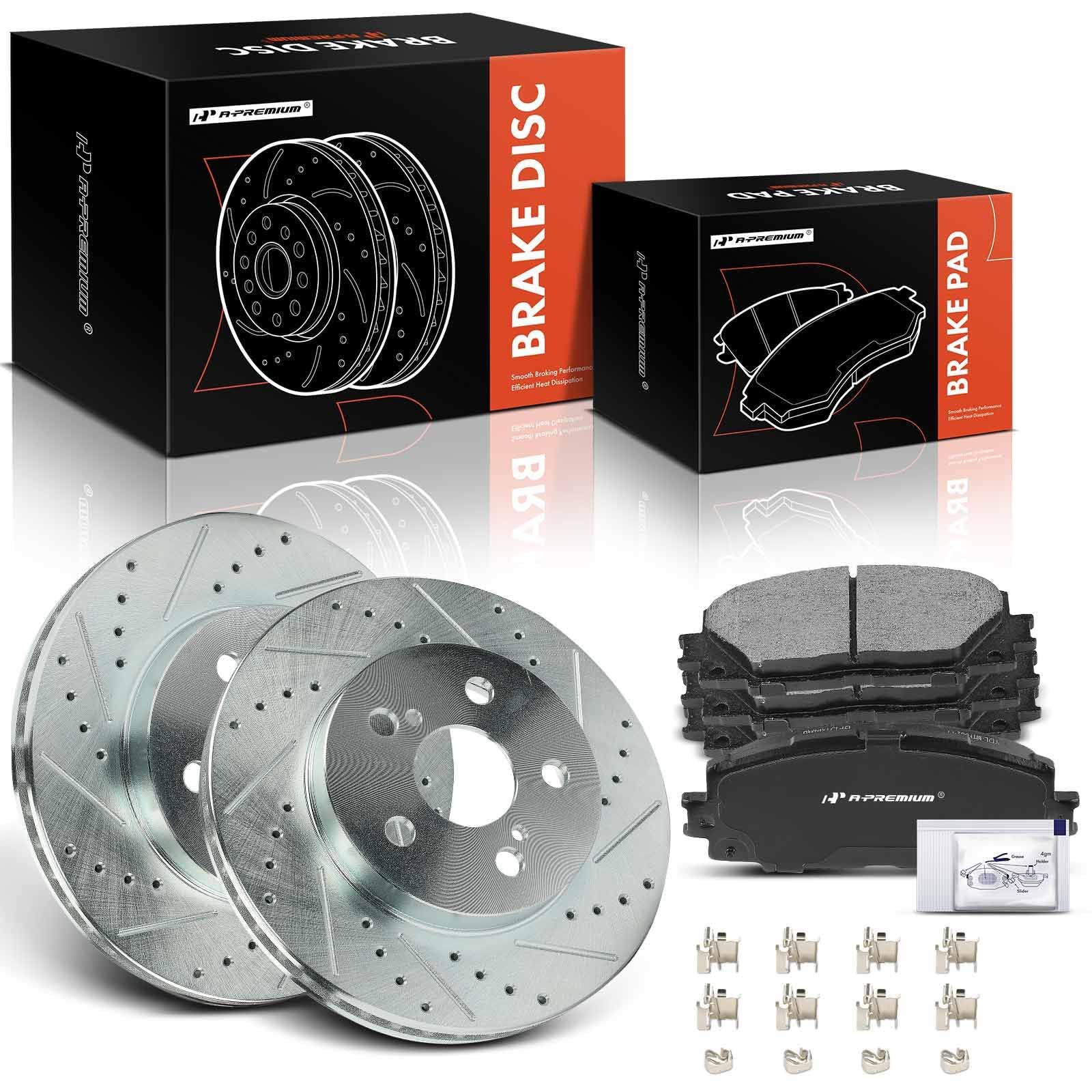 A-Premium 10.04 inch (254.9mm) Front Drilled and Slotted Disc Brake ...