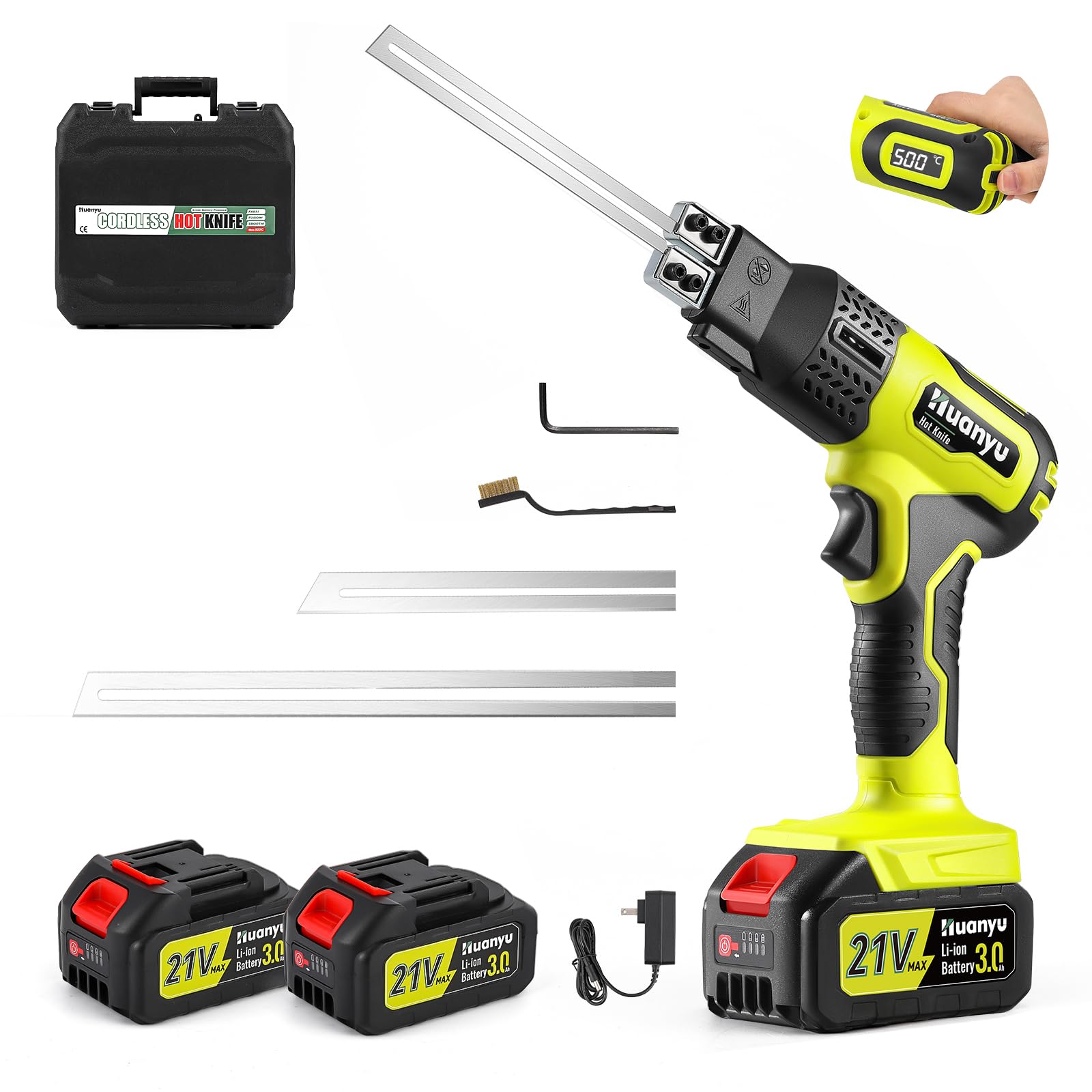 Huanyu Cordless Hot Knife with Temperature Display 100W Max 500? 3.0Ah ...