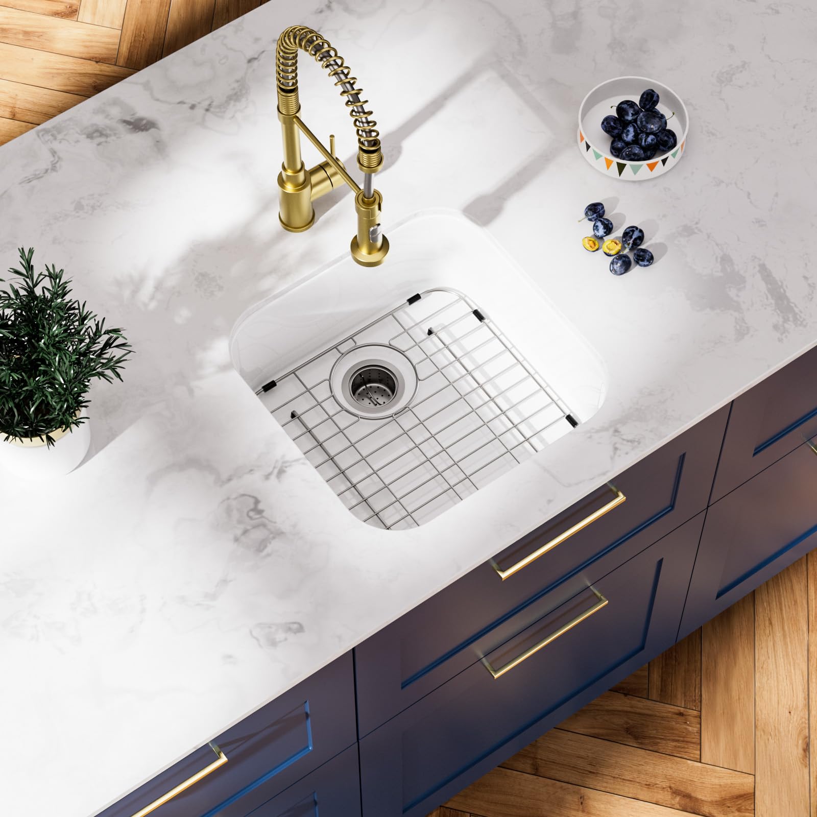 Davivy 19X19 White Bar Sink Fireclay Small Kitchen Sink,Dual-Mount Bar ...