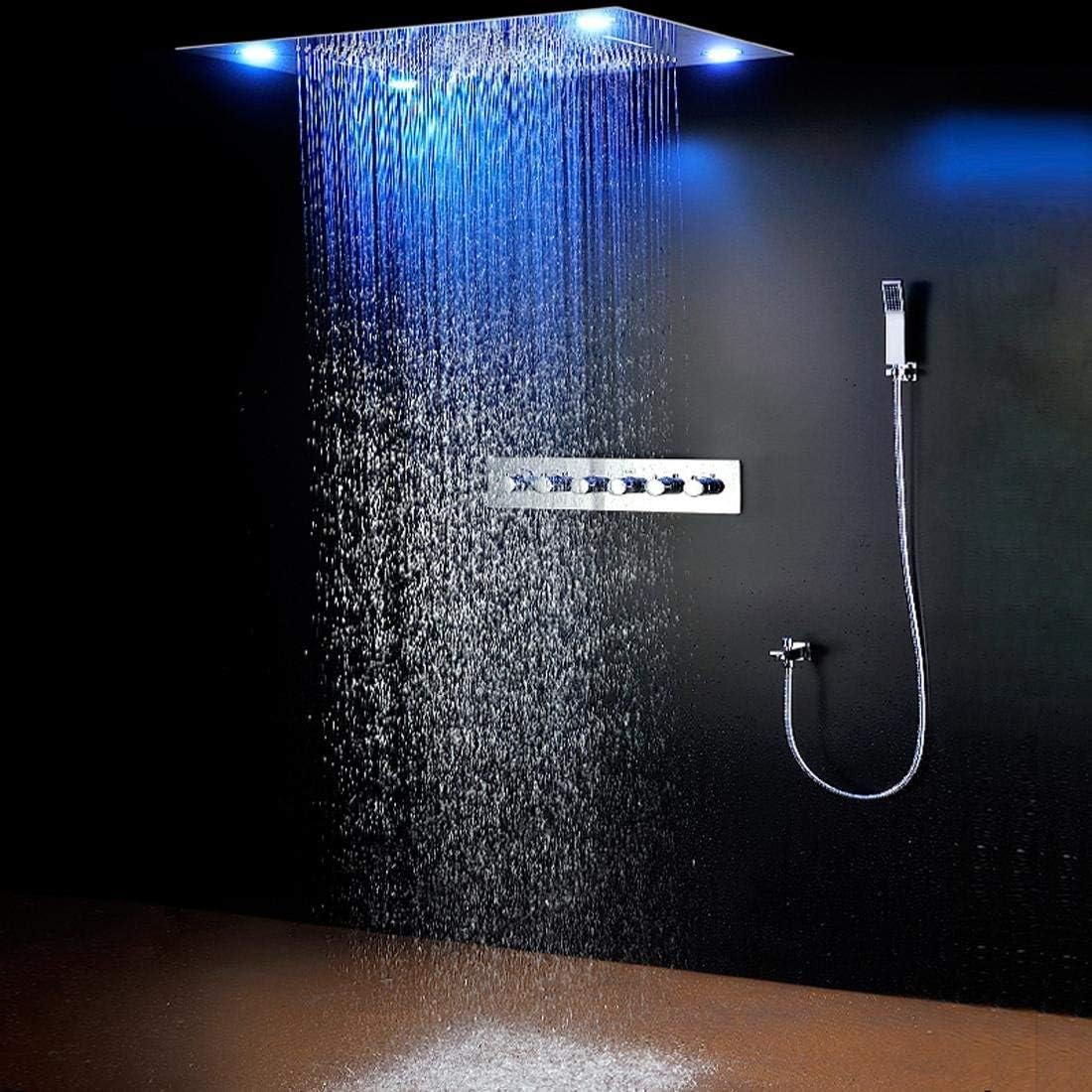 Cascada Luxurious sistema de regadera empotrada grande con cascada LED ...