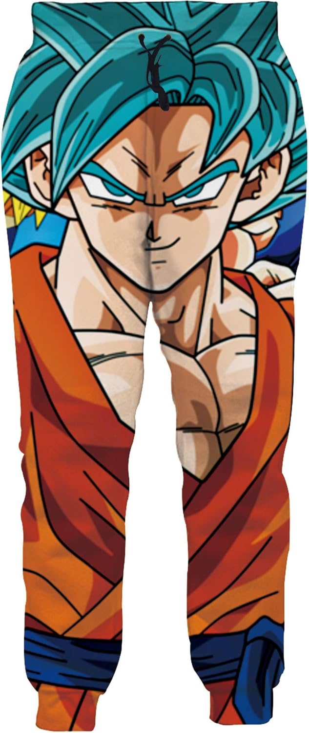 SunFocus Mens Goku Joggers Pants 3D Anime Sweatpants Loose Fit Baggy ...