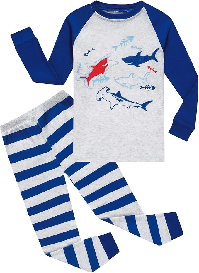 Amazon.com: Dolphin&Fish Boys Pajamas 4Piece Toddler Kids Pjs Sets ...