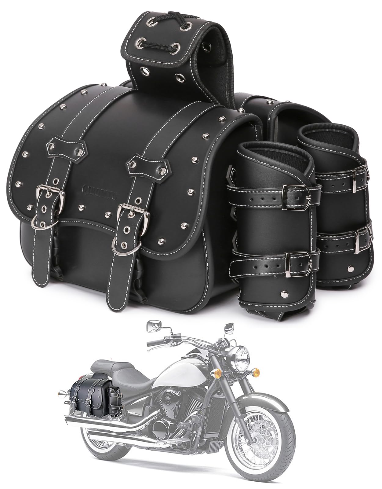 Mua High-density Leather Motorcycle Saddebags- Throw Over Saddle bags ...