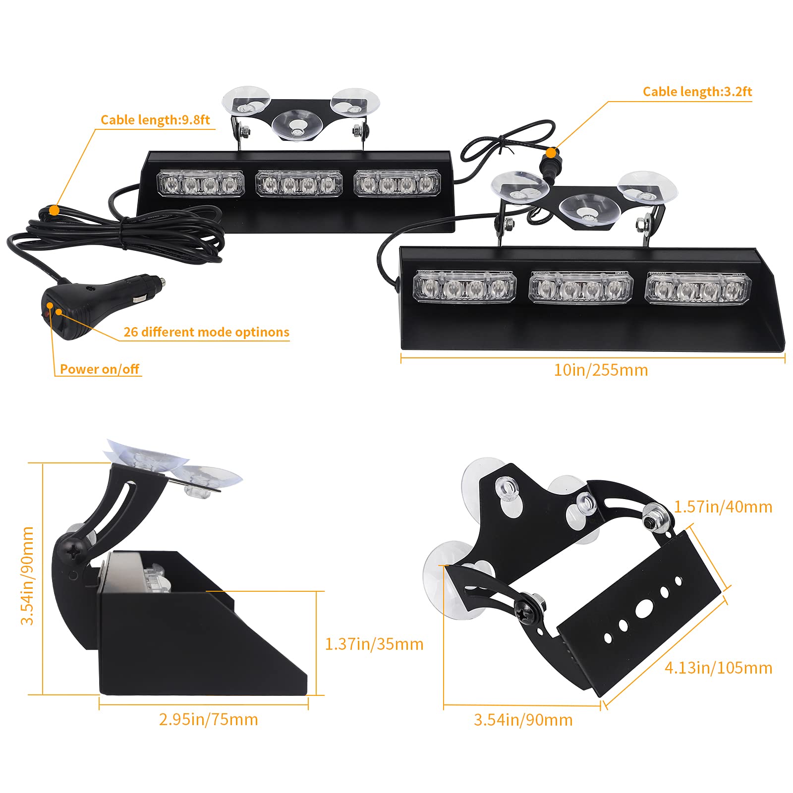 Mua XRIDONSEN 2X 10 inch Blue White Emergency Dash Strobe Lights Bar ...
