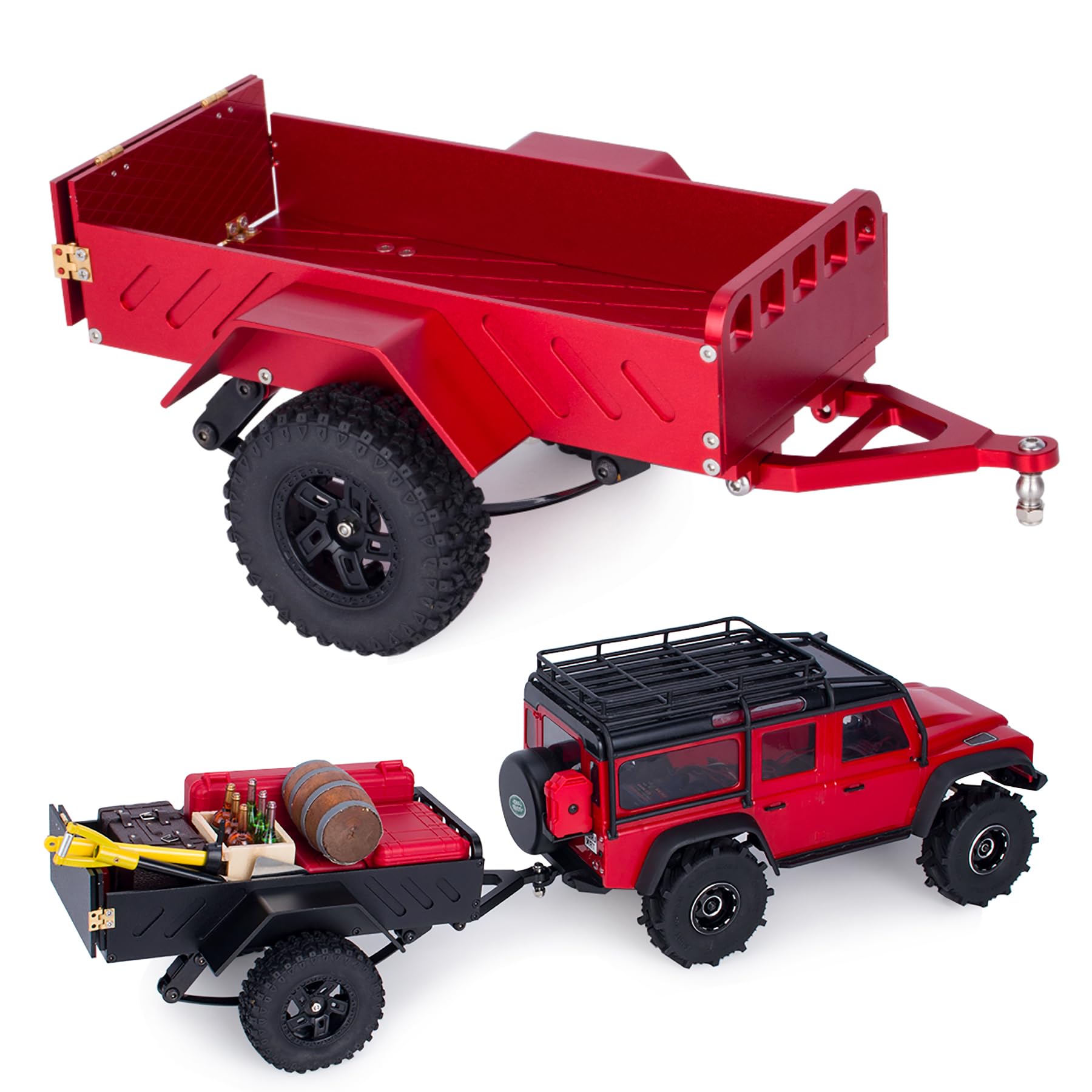 AMK 360g RC Trailer for Hauling Behind Car – Aluminum CNC 1/18 1/24 RC ...