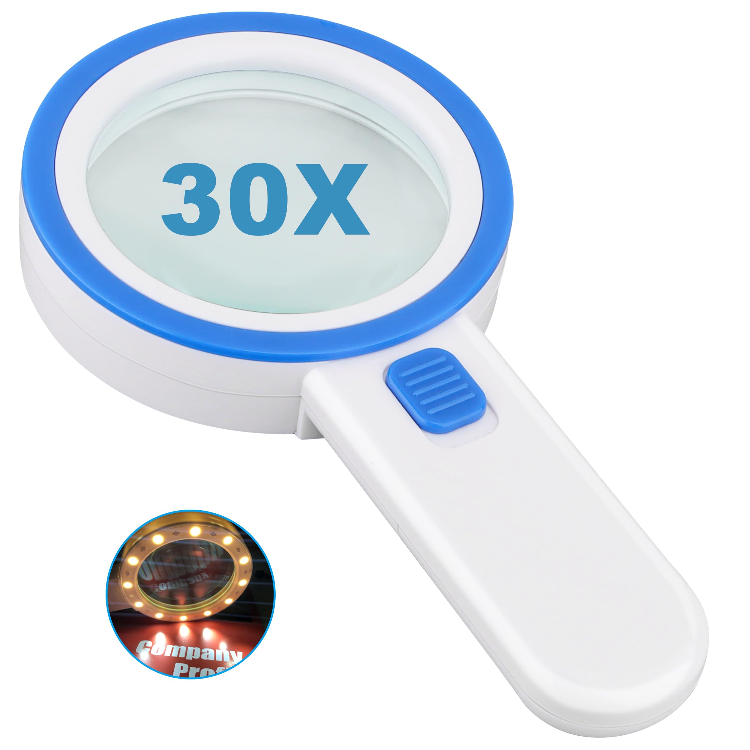 Mua Magnifying Glass with 12 LED Lights,30X Double Glass Lens Handheld ...