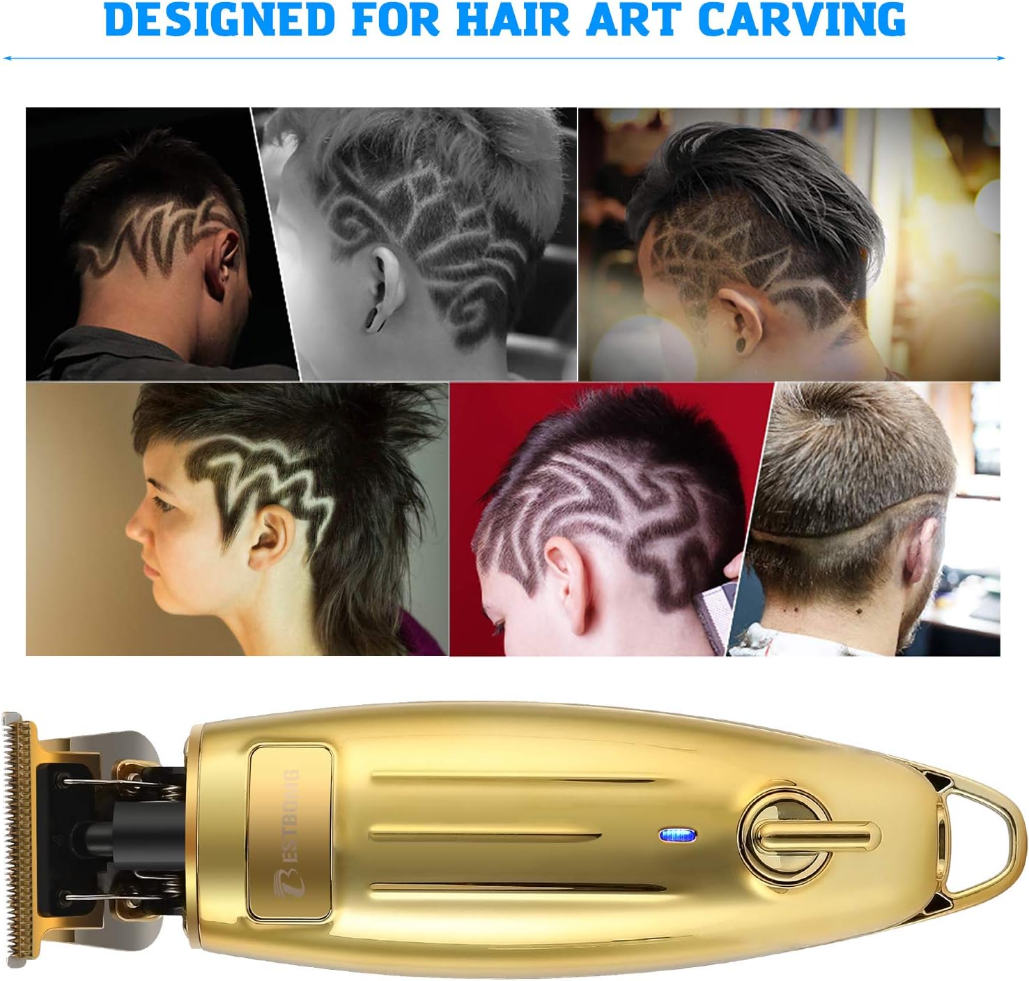 BESTBOMG Full Stainless Steel T-Outliner Hair Trimmer for Men ...