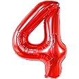 Amazon.com: KatchOn, Red Number 4 Balloon - Giant, 50 Inch | Red 4th ...