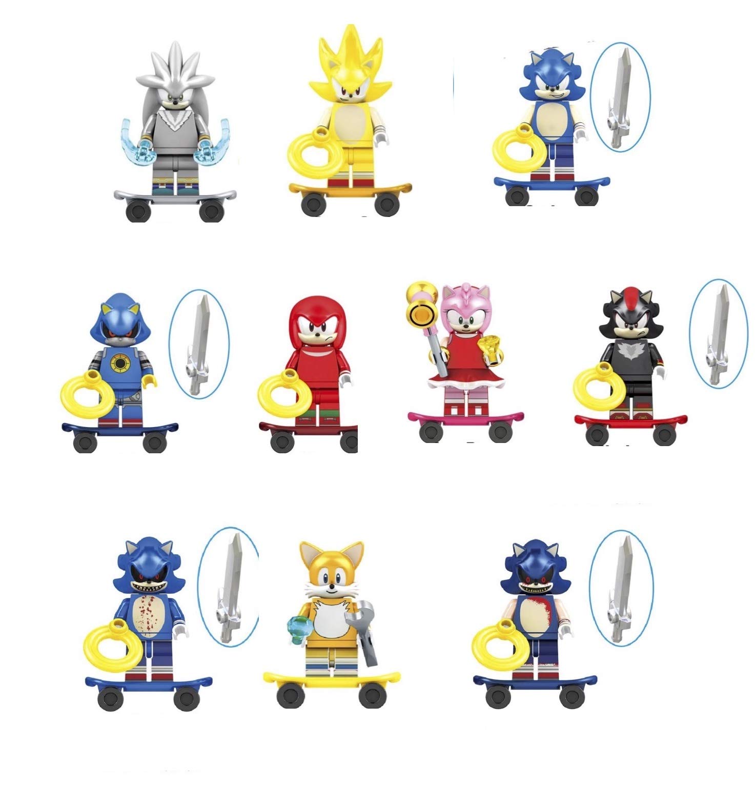 10 Pcs Sonic The Hedgehog Figures Building Blocks Sonic Amy ...