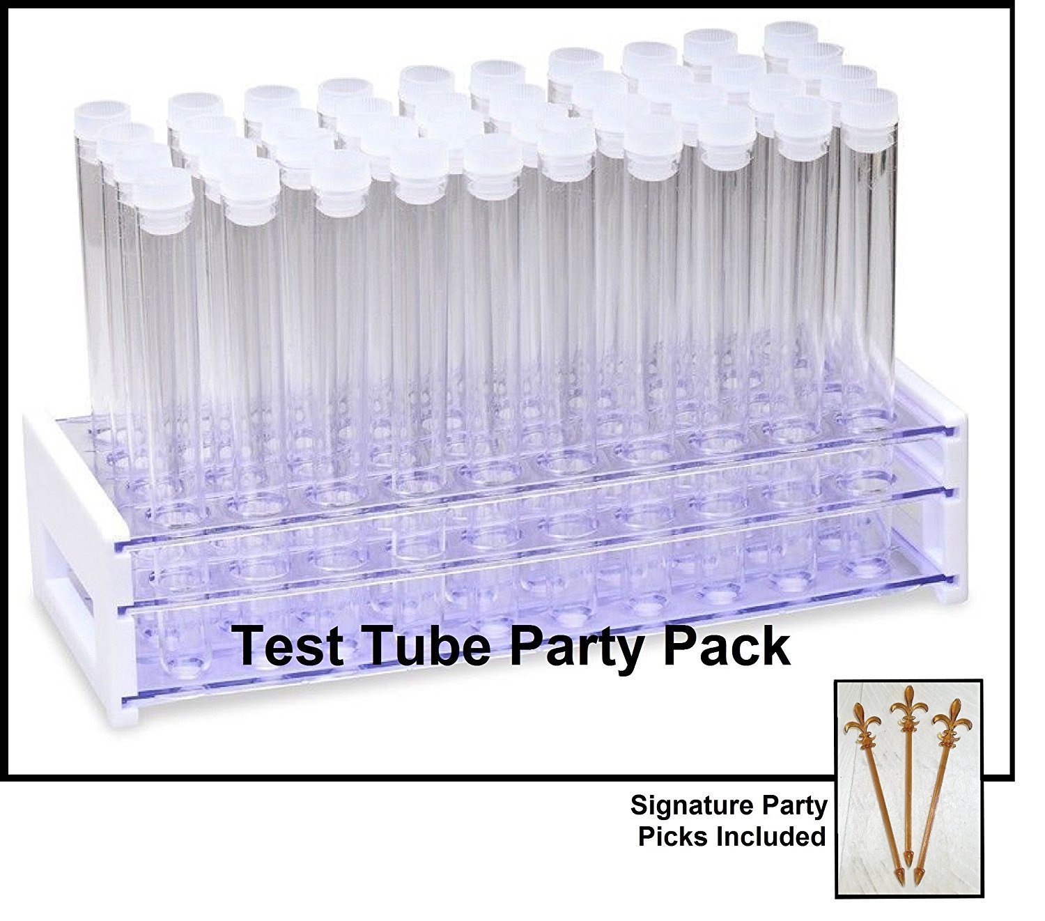 Buy Test Tube Party Pack, 50-Hole Test Tube Rack with 50 Clear Plastic ...