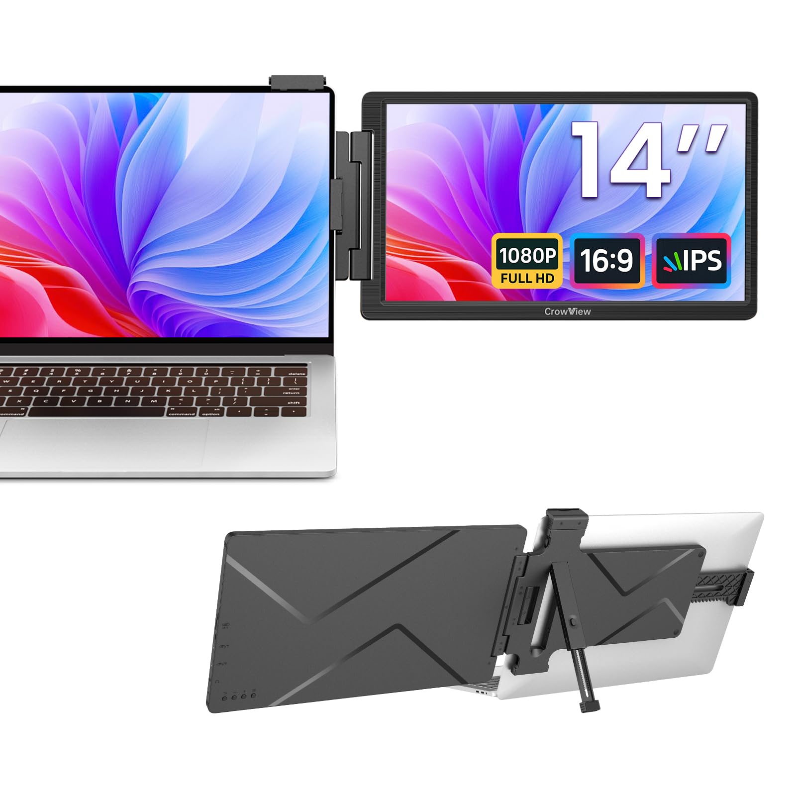 ELECROW Laptop Screen Extender 14 Inch, 1080P FHD IPS Dual Laptop ...