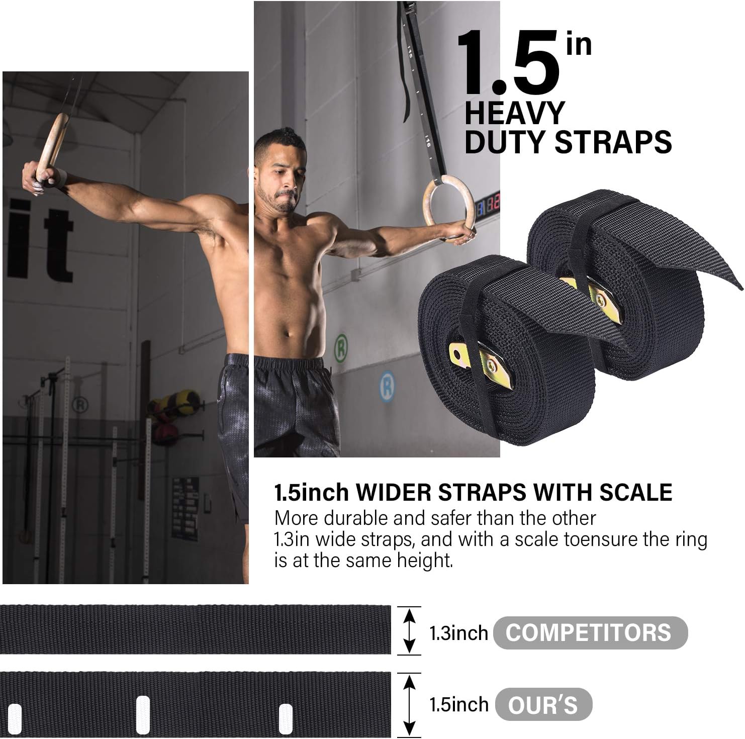 Wooden Gymnastics Rings, Non-Slip Pull Ups and Dip Training Gymnastic ...