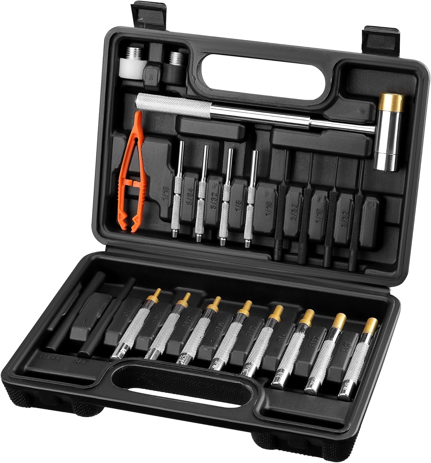 HORUSDY 22-Piece Punch Set and Hammer with Brass, Hollow, Steel ...