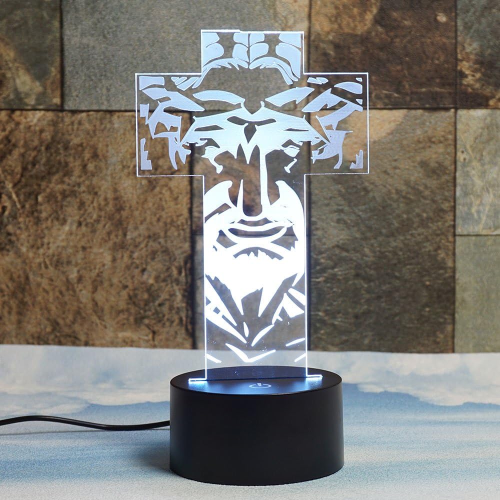 Jesus Cross God 3D Night Light Table Desk Lamps, Elstey 7 Color ...