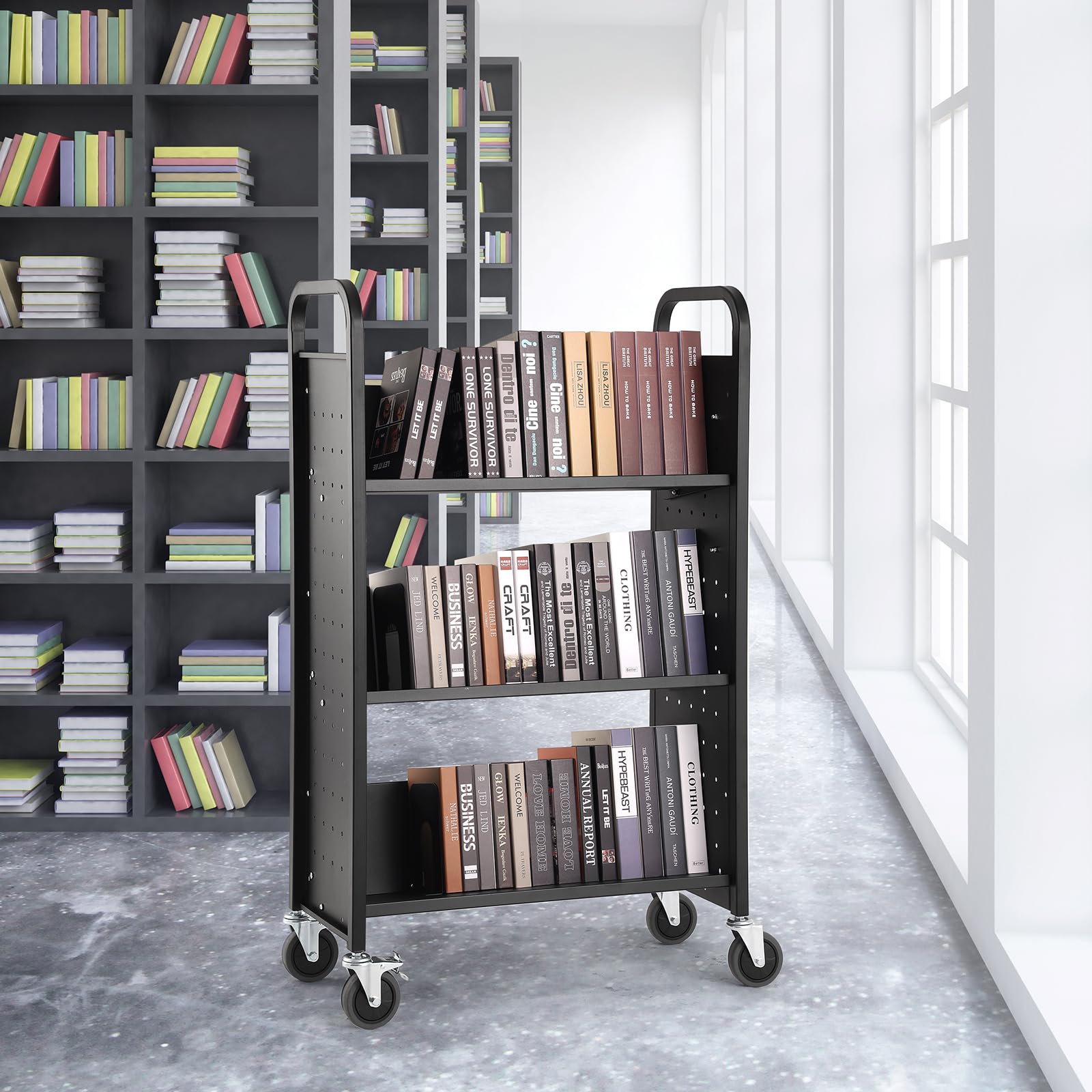 Library Carts For Sale SKYSHALO Book Cart 330 Lbs. Library Cart 31 X 15 ...